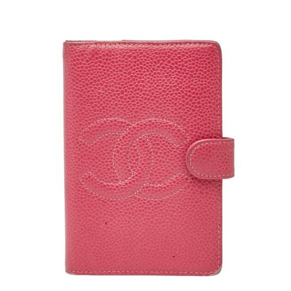 CHANEL | Other | Chanel Coco Mark 5hole Notebook Cover Pink Caviar Skin ...
